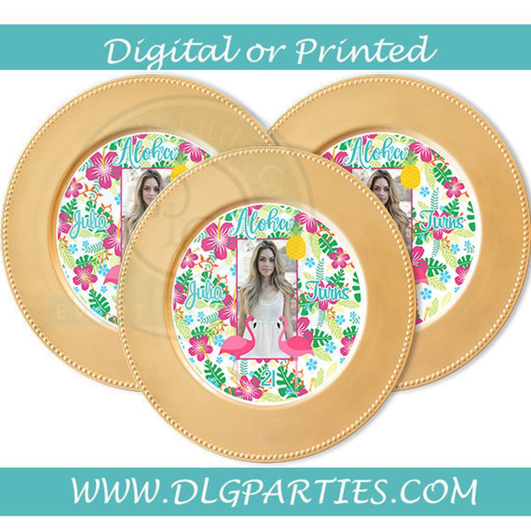 Tropical Aloha Charger Insert – Personalized Bridal Shower (digital or ...