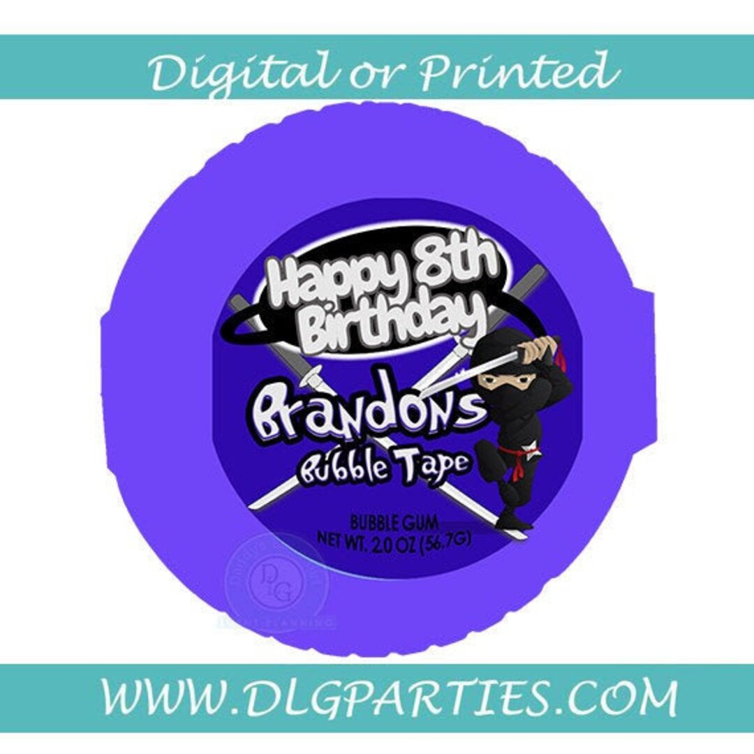 Ninja Bubble Tape Label- Ninja Birthday- Ninja Party Favors - Etsy
