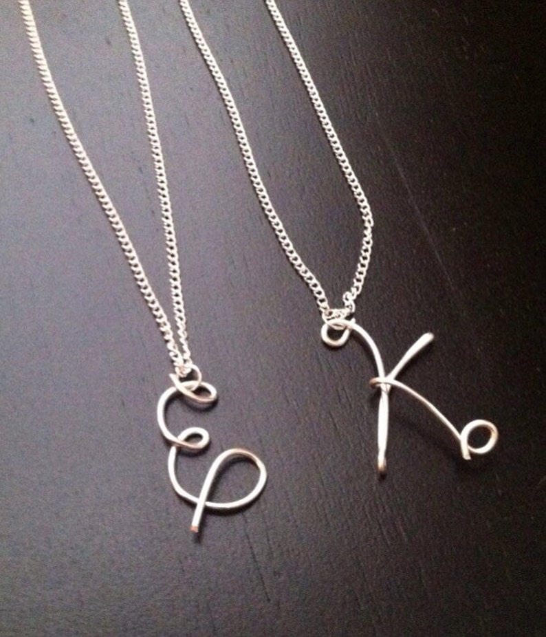 Wire Initial Necklace - Etsy