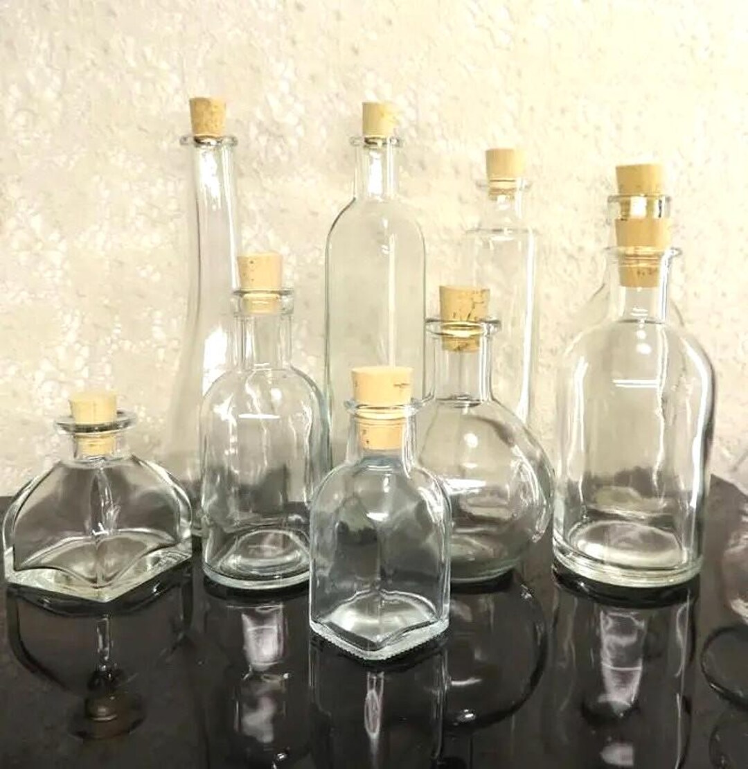 Set Mixed Corked Bottles Vintage Style Glass Bottles Bottle Collection ...