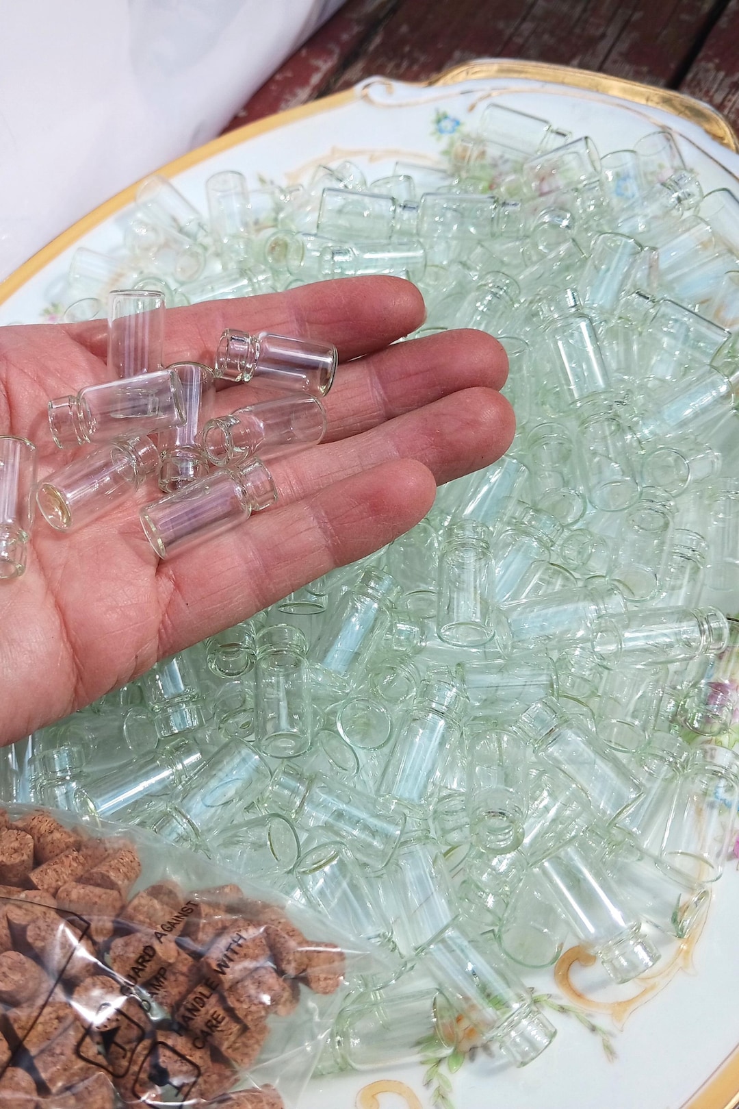 100 Vials and Corks 20x10mm Vial Necklace Vial Pendant Small Glass ...