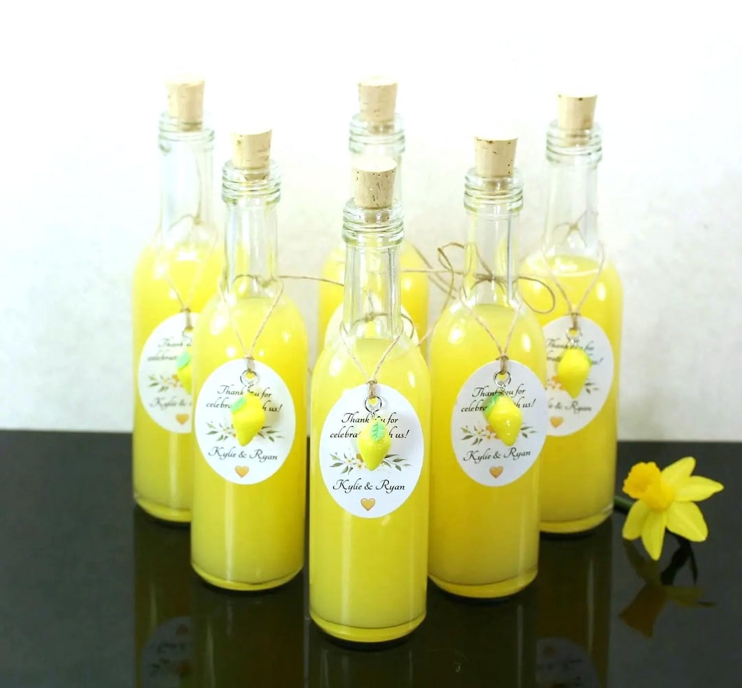 Limoncello Favor Bottles, Empty, (3.5oz) With Tag, Cork & Lemon Charm ...