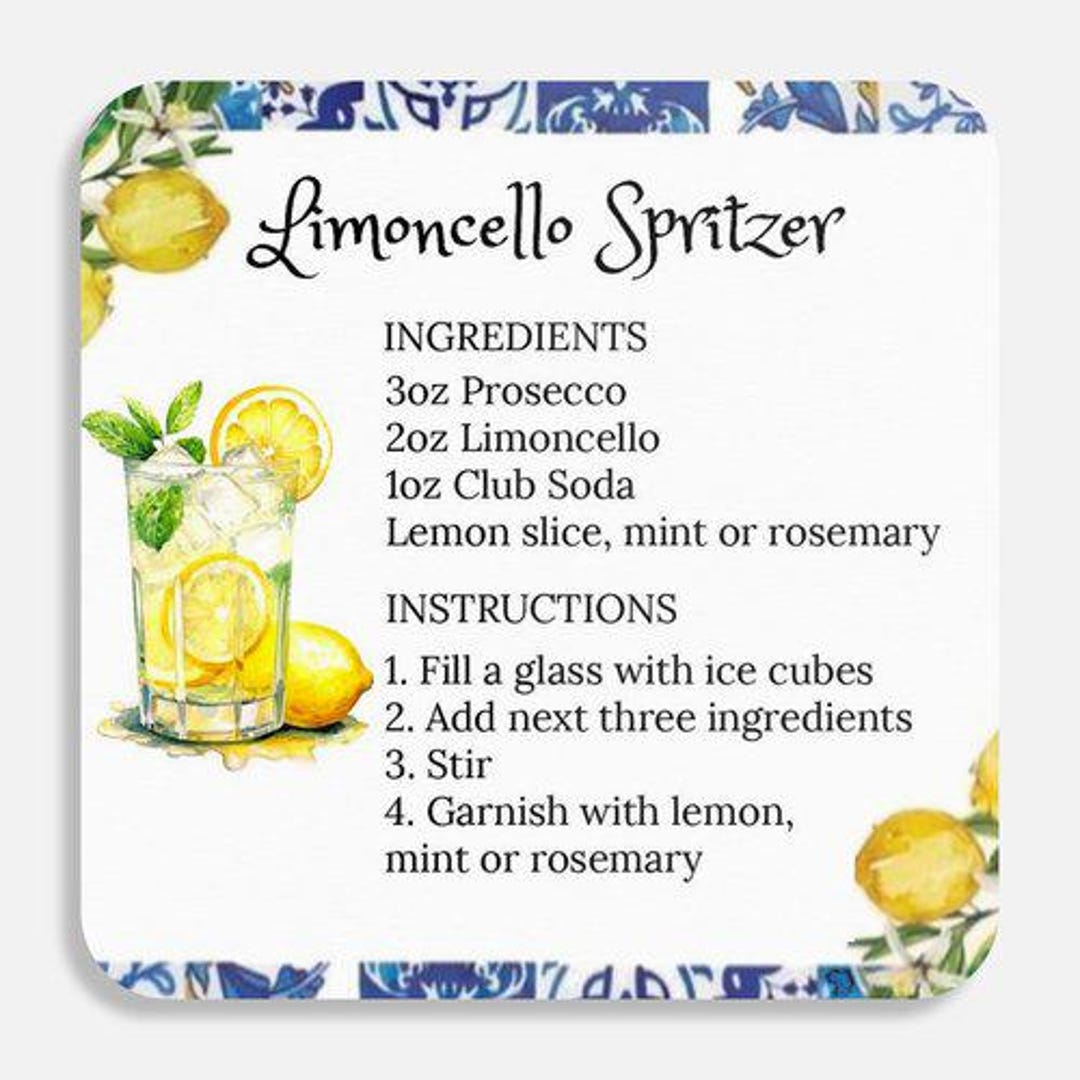 Limoncello Spritzer Cards Order as Many as You Need Limoncello Spritz Recipe Card Limoncello ...