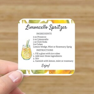 Limoncello Spritzer Recipe Cards, Printed Favor Cards - Etsy
