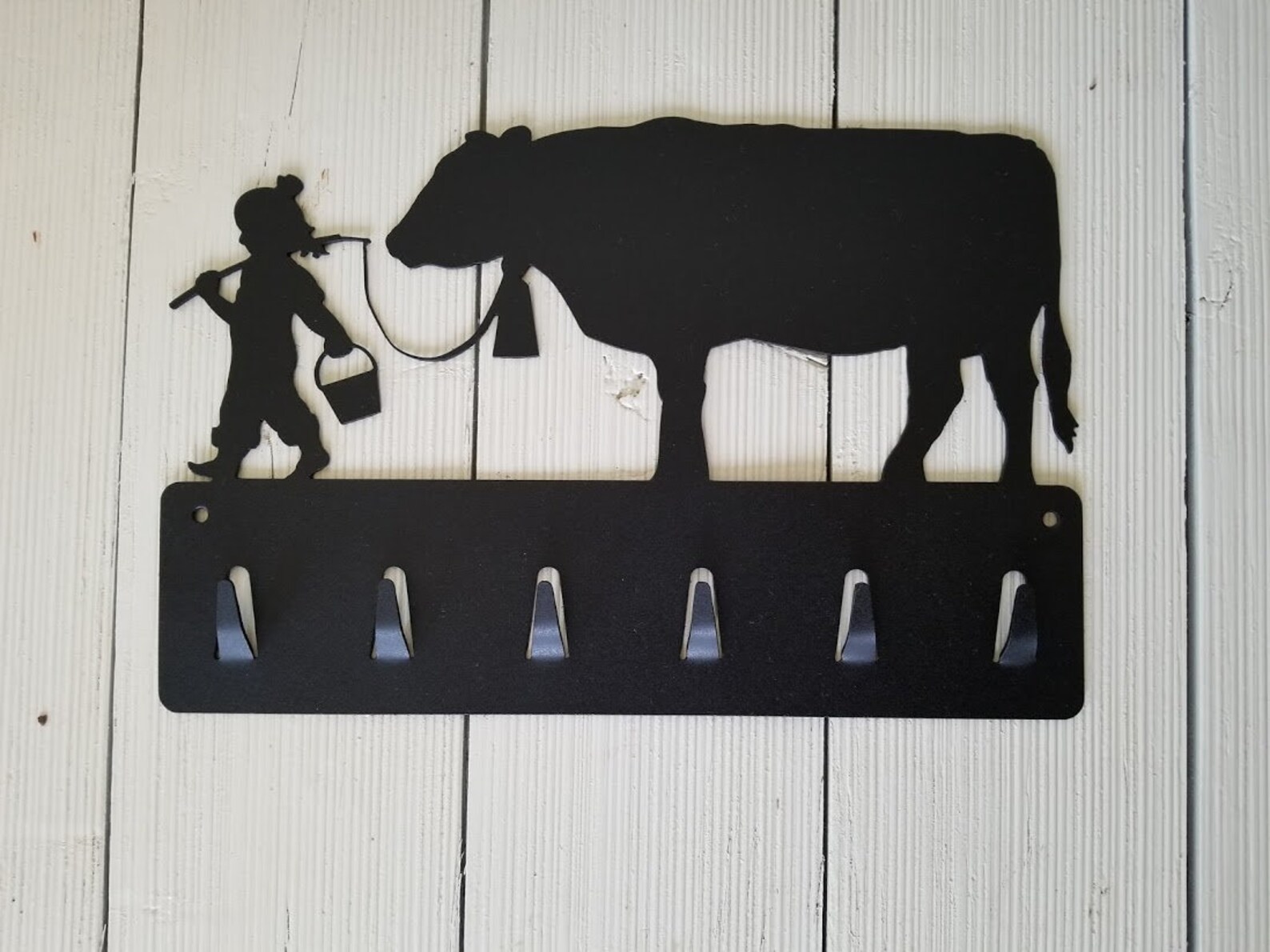 Metal Dairy Farm Girl With Milk Cow Key / Apron Hooks Wall - Etsy