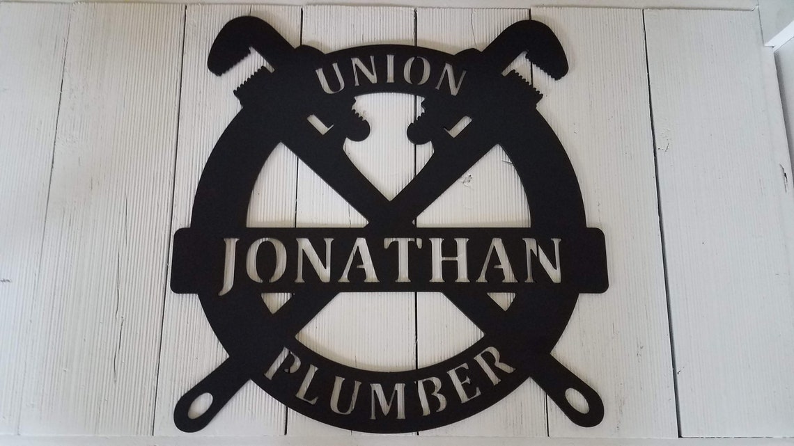 Metal Union Plumber Sign Custom Made Current Job or | Etsy