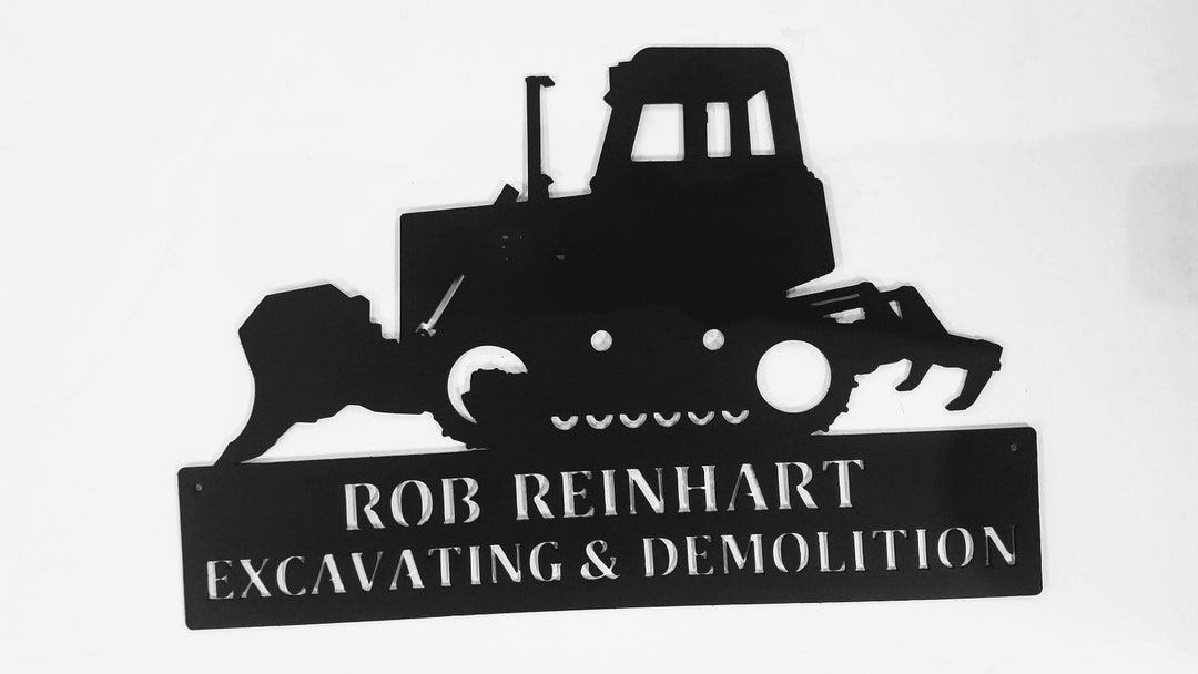 Bulldozer Metal Sign, Custom Made With Your Address Numbers or Business ...