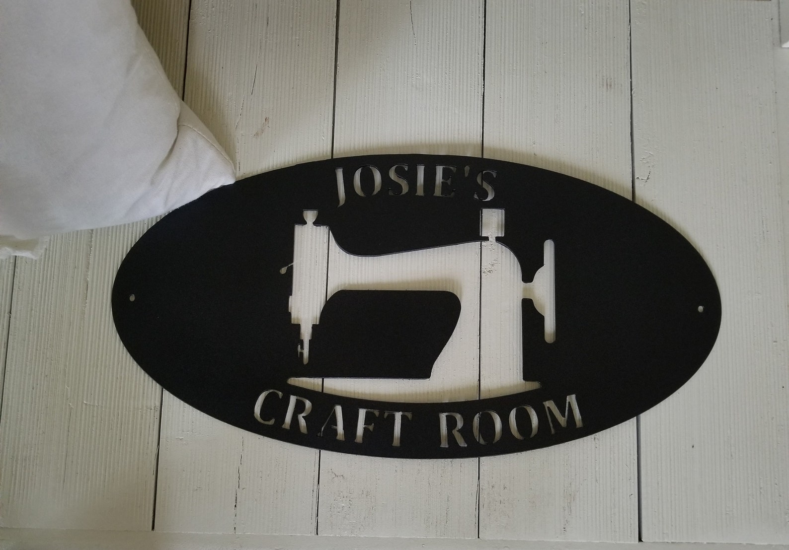 Oval Metal Craft / Sewing Room Sign Custom Name - Etsy