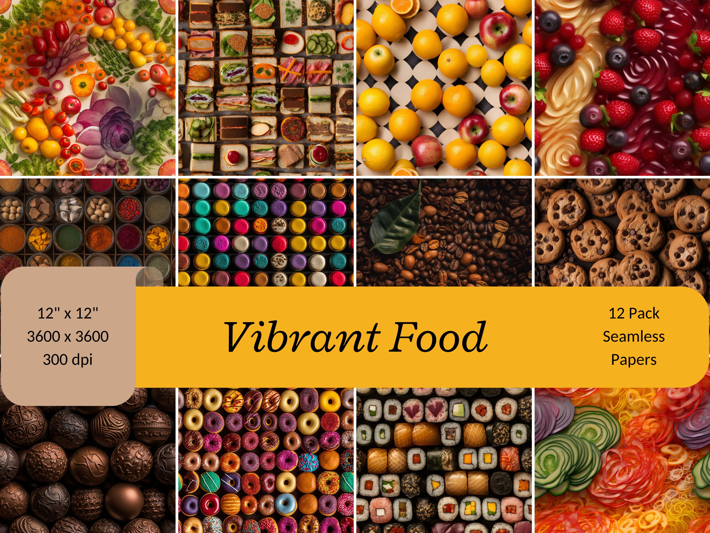Seamless Food Patterns - High-quality Digital Prints for DIY Projects ...
