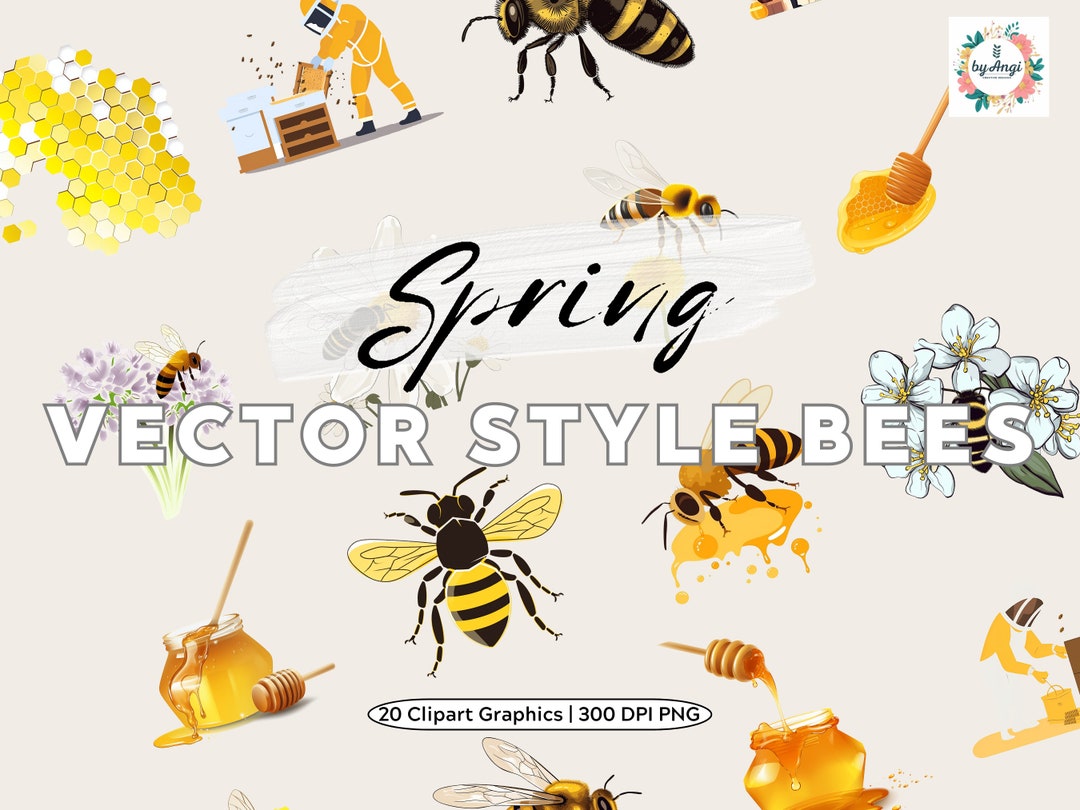 Bumble Bee PNG Bundle, Honey Bee Clipart, Beehive Vector, Save the Bees ...