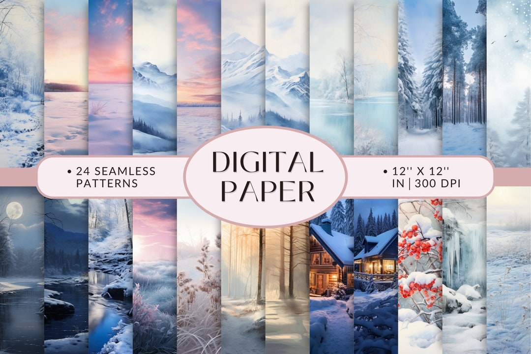 Frosty Charm - 25 Unique Winter Wonderland Printable Digital Papers ...