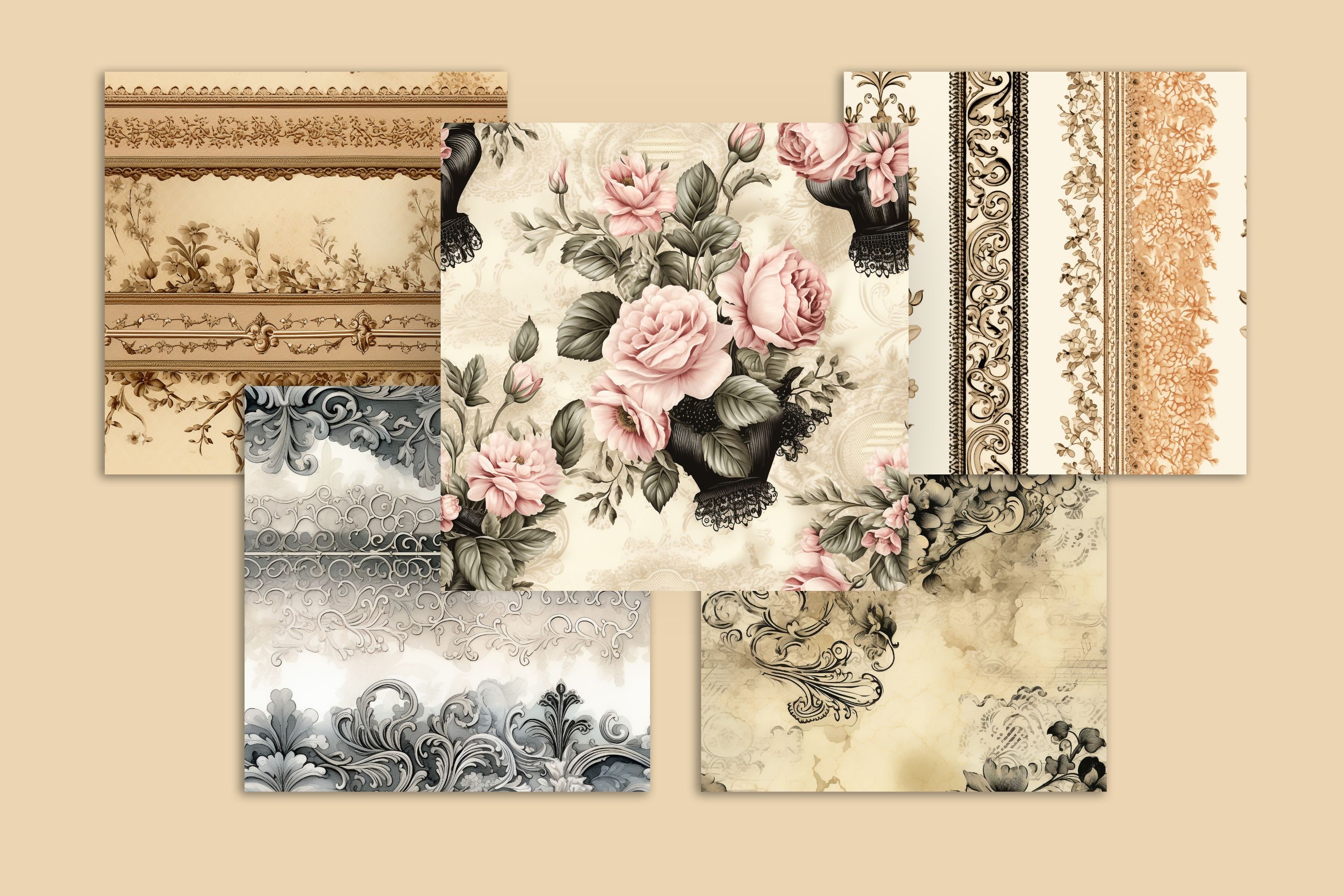 20 Printable Victorian Papers – Vintage Wallpaper – Digital Download ...