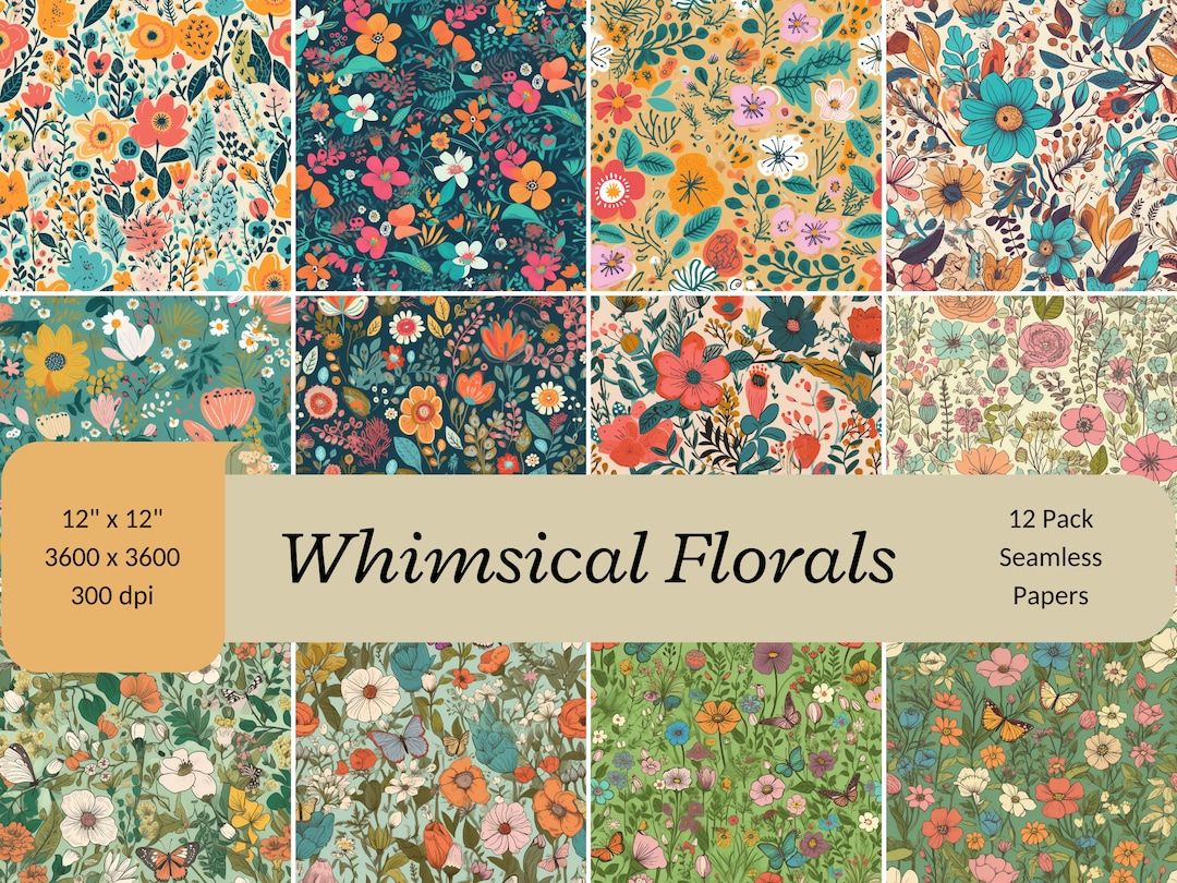 Flowers Digital Paper, Flowers Seamless Pattern, Floral Prints, Flowers ...