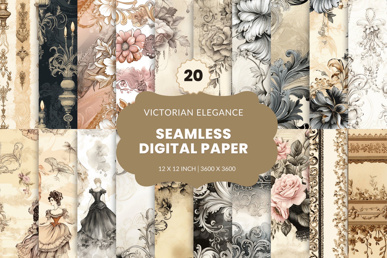 20 Printable Victorian Papers – Vintage Wallpaper – Digital Download ...
