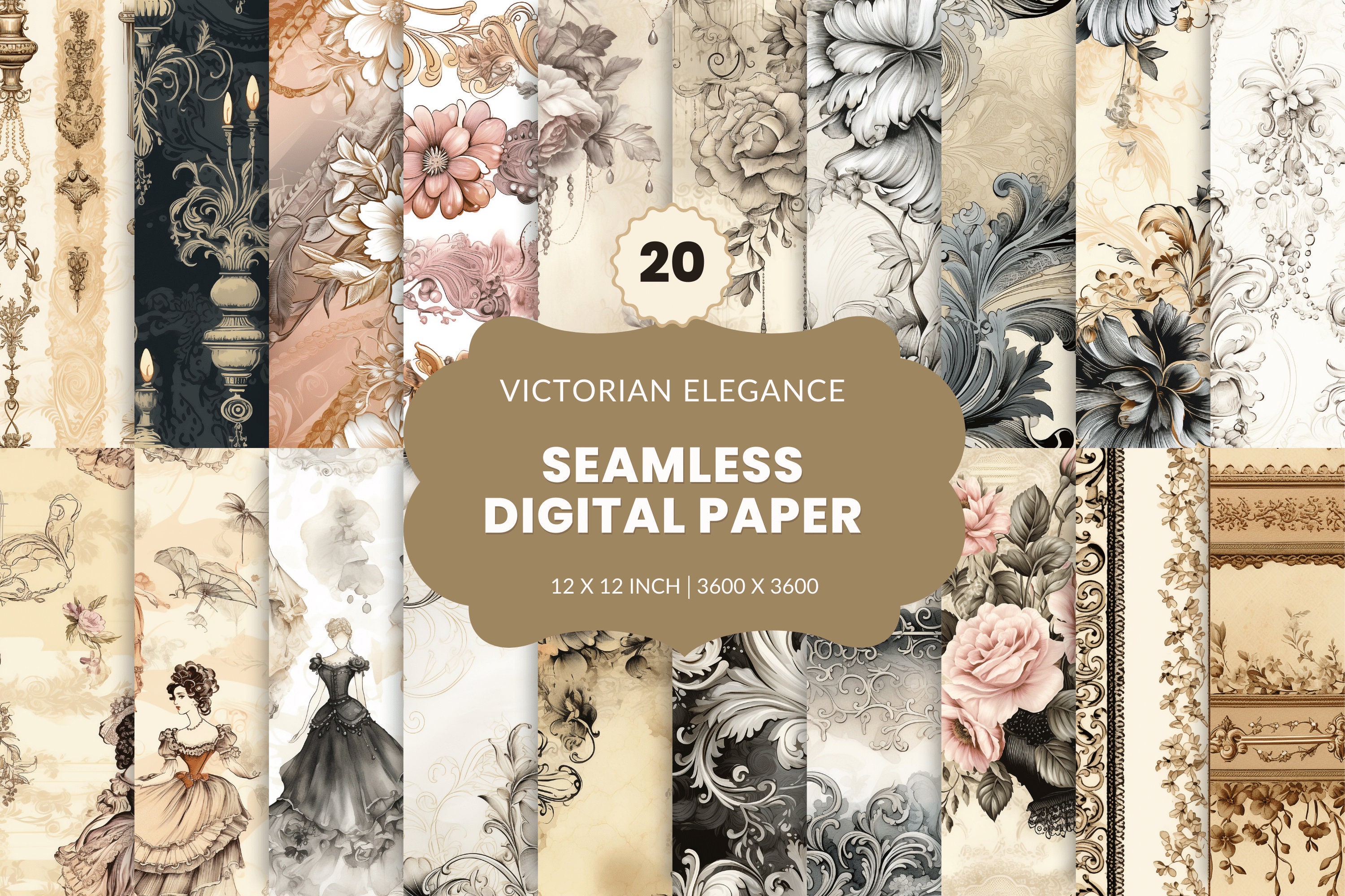20 Printable Victorian Papers – Vintage Wallpaper – Digital Download ...
