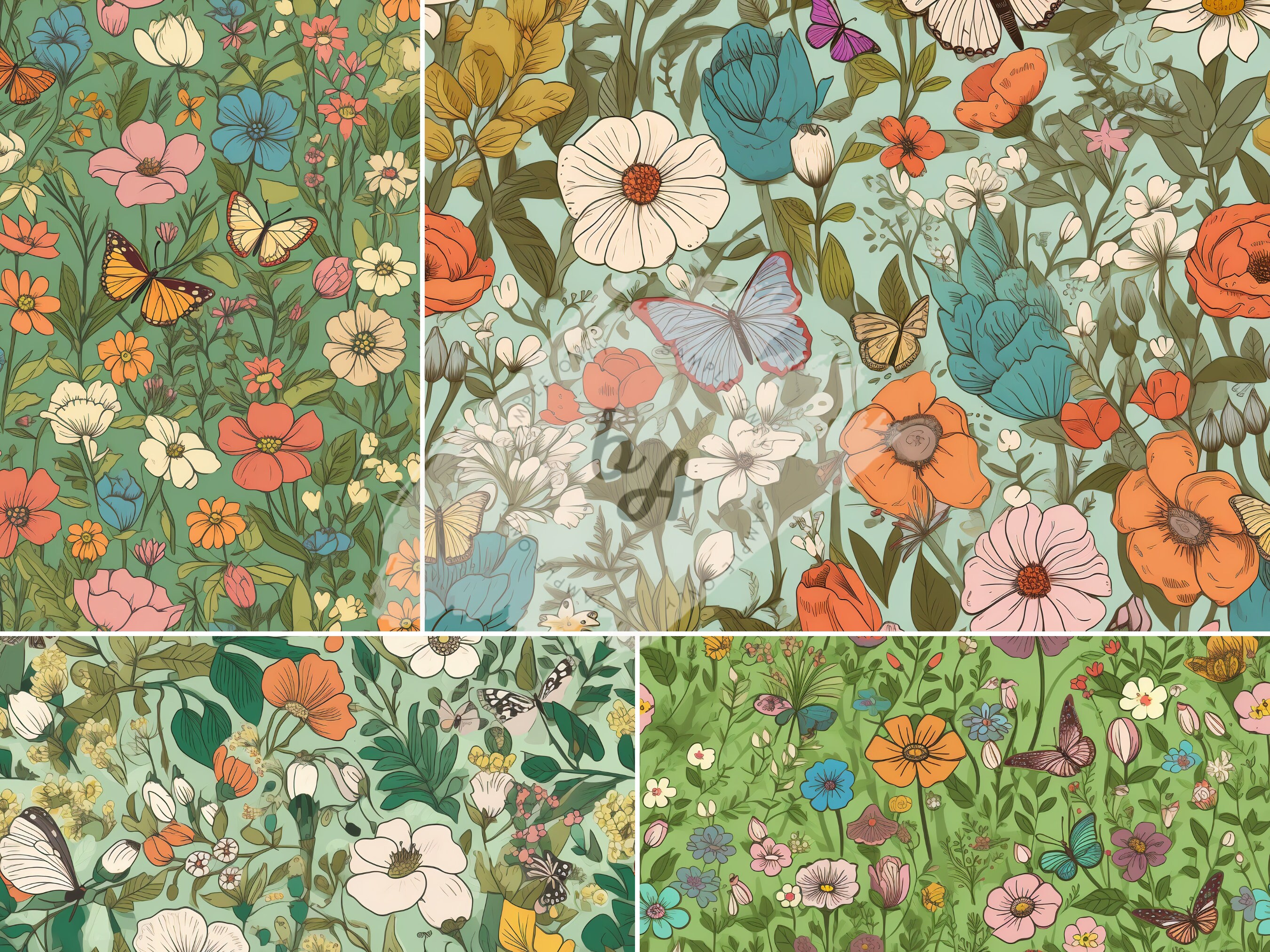 Papel digital de flores, patrón sin costuras de flores, estampados ...