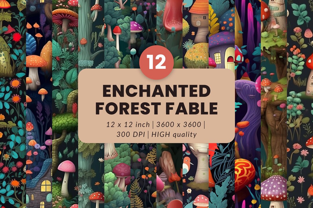 Enchanted Forest Fable Bundle - 12 High-quality Seamless Digital Images ...