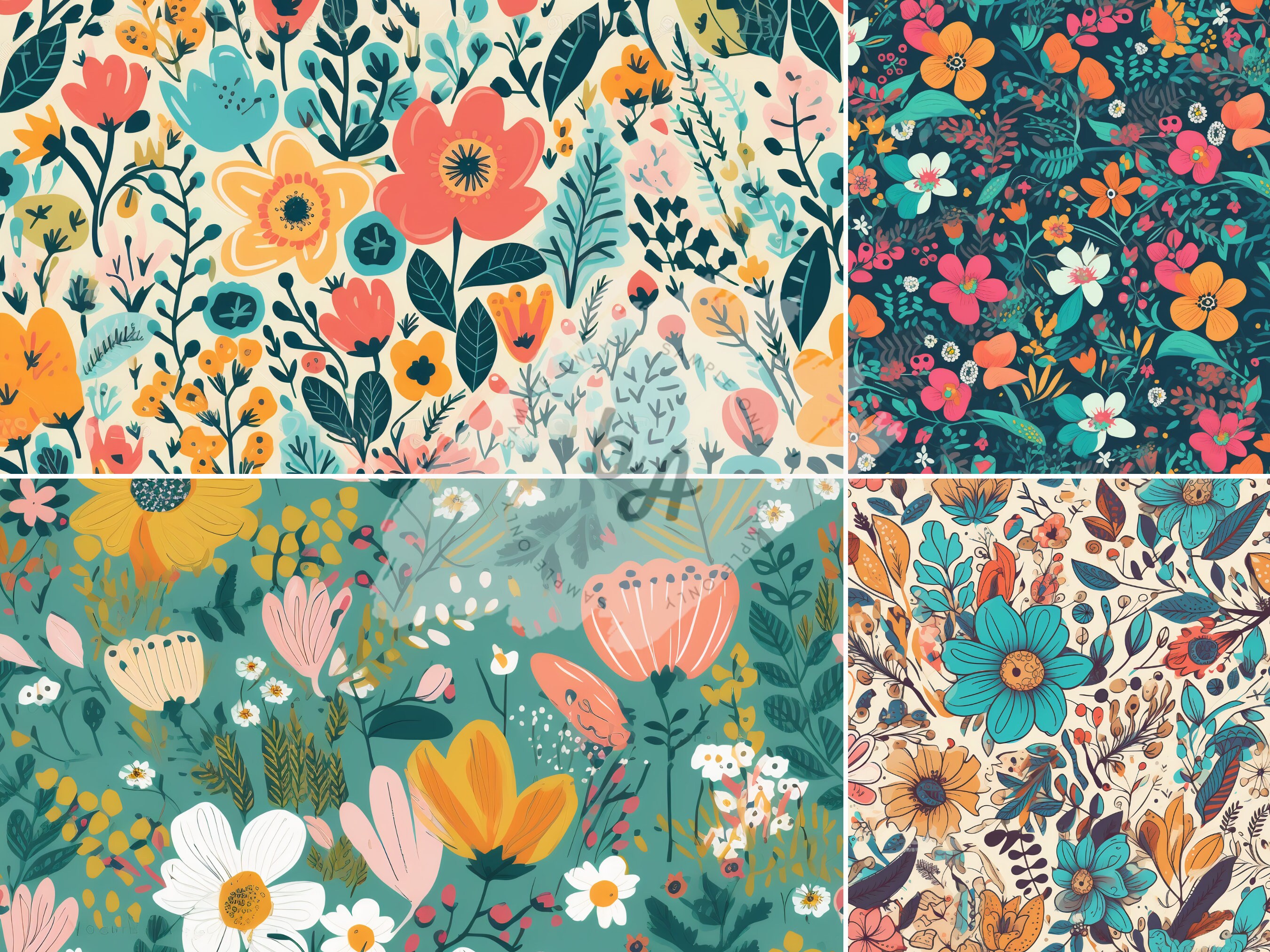 Papel digital de flores, patrón sin costuras de flores, estampados ...