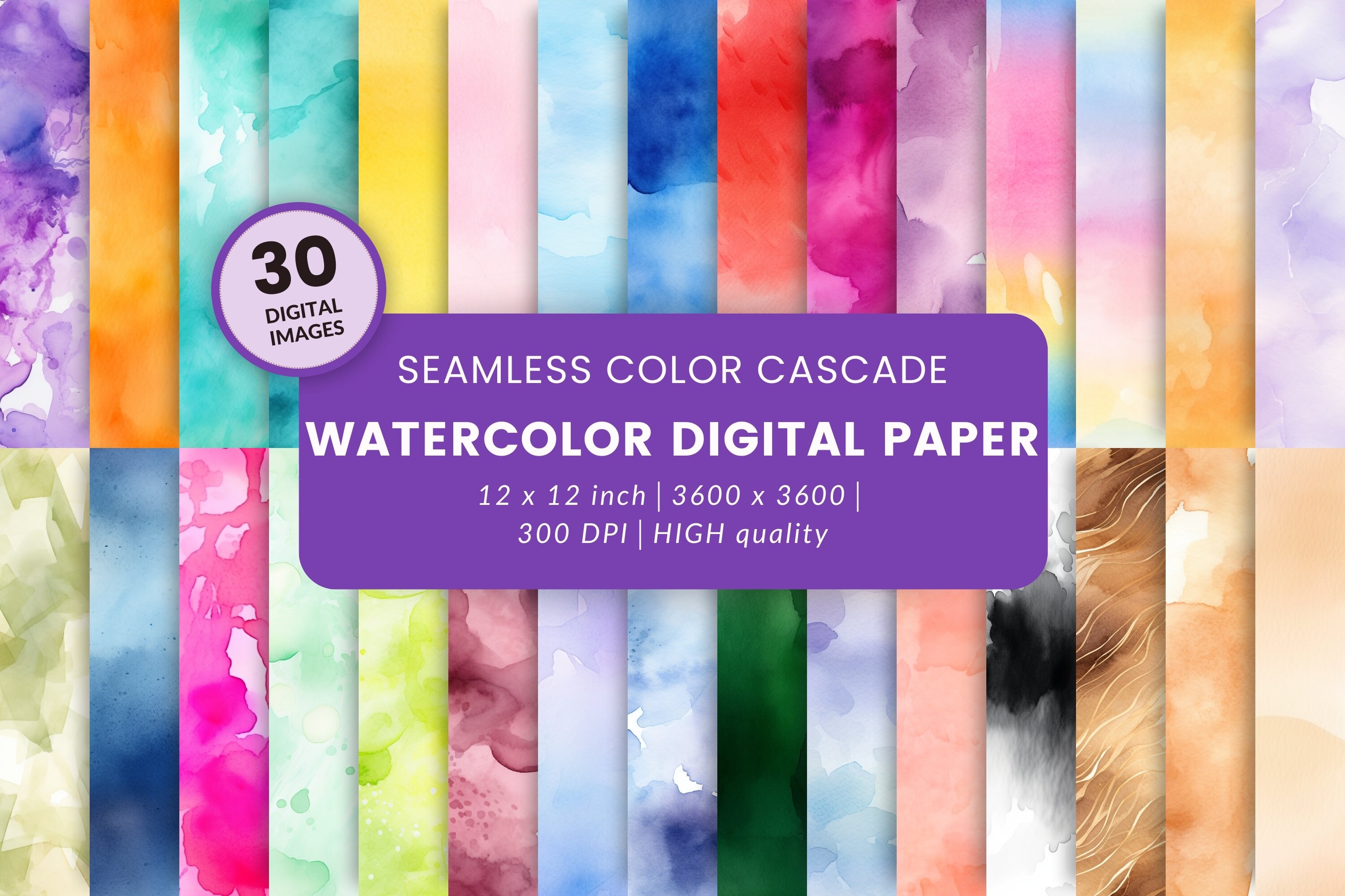 30 Exquisite Watercolor Digital Papers High-res, Seamless Pastel ...