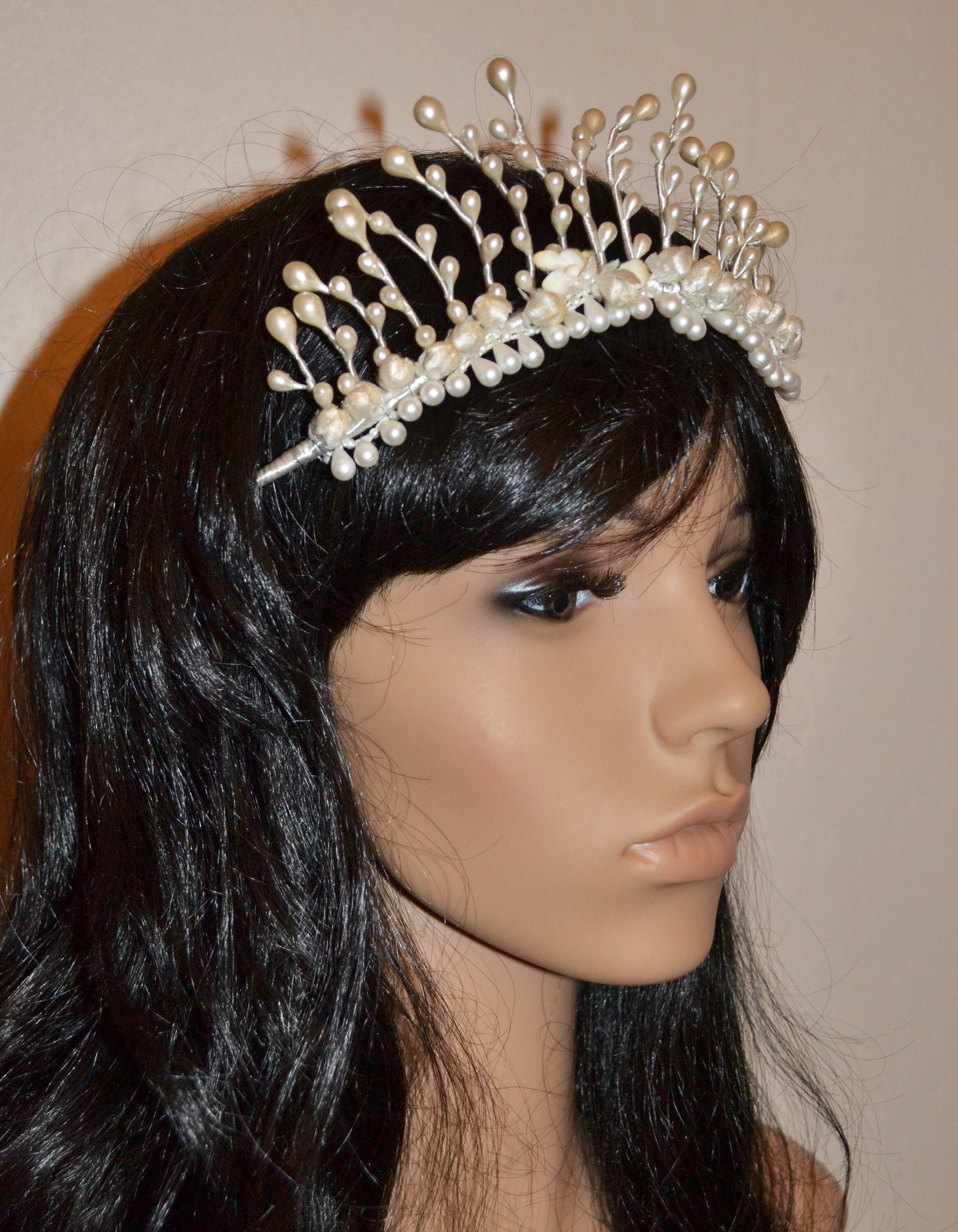 Couronne De Mariée Ancienne Perlée Colori Beige - Etsy