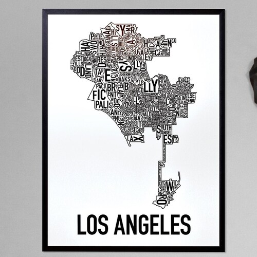 LOS ANGELES Neighborhood Typography City Map Print - Etsy