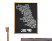 Chicago Neighborhood Map Screen Print Original Chicago | Etsy