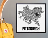 Pittsburgh Neighborhood Map Poster or Print Original Artist - Etsy