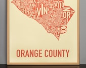 Orange County Map Print / Orange County Typographic Art / - Etsy