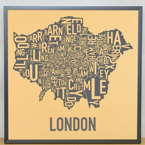 London Boroughs Map Poster or Print, Original Artist of Type City ...