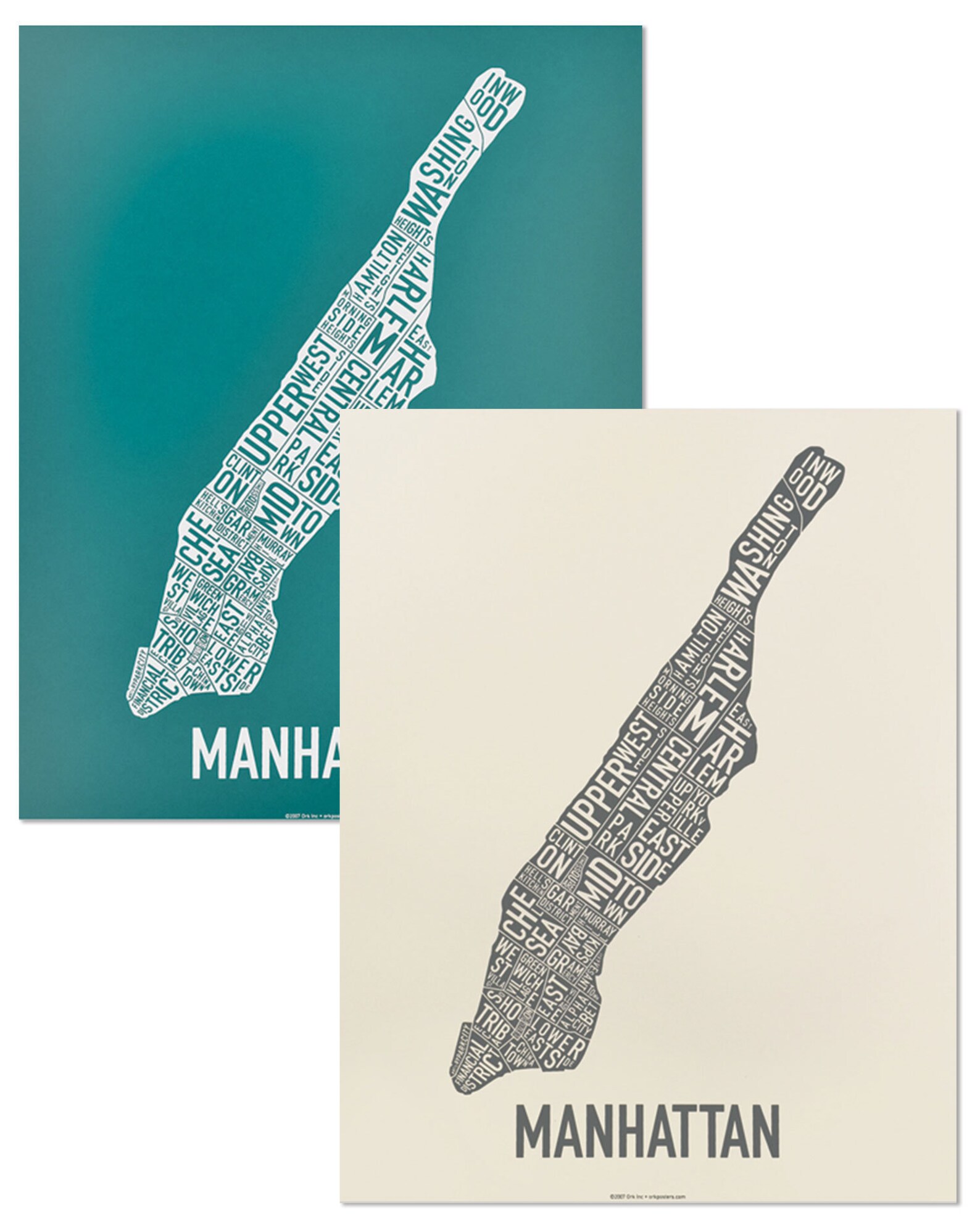 Manhattan Neighborhood Map Poster or Print, Original New York City Type ...