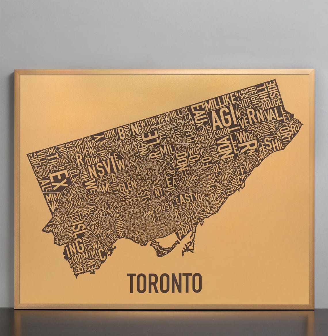Toronto Neighbourhood Map Poster or Print, Original Artist of Type City ...