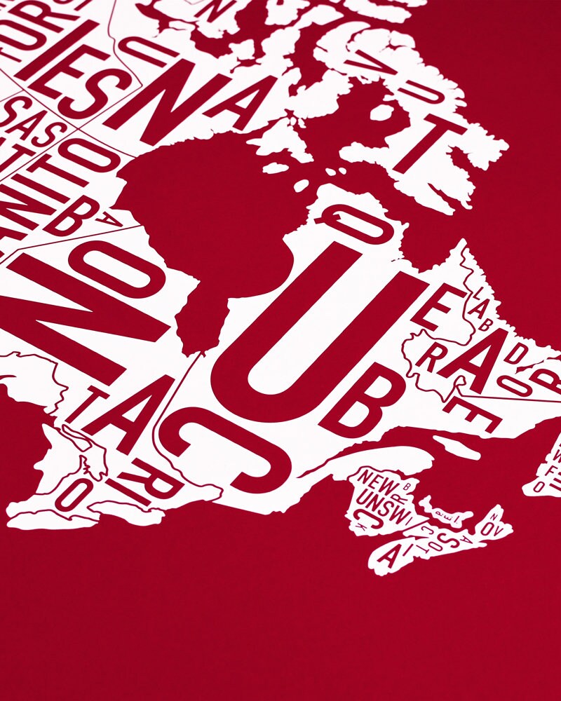 Canada Provinces & Territories Typography Map Print Original - Etsy
