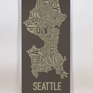 Seattle Neighborhood Map Poster or Print, Original Artist of Type City ...