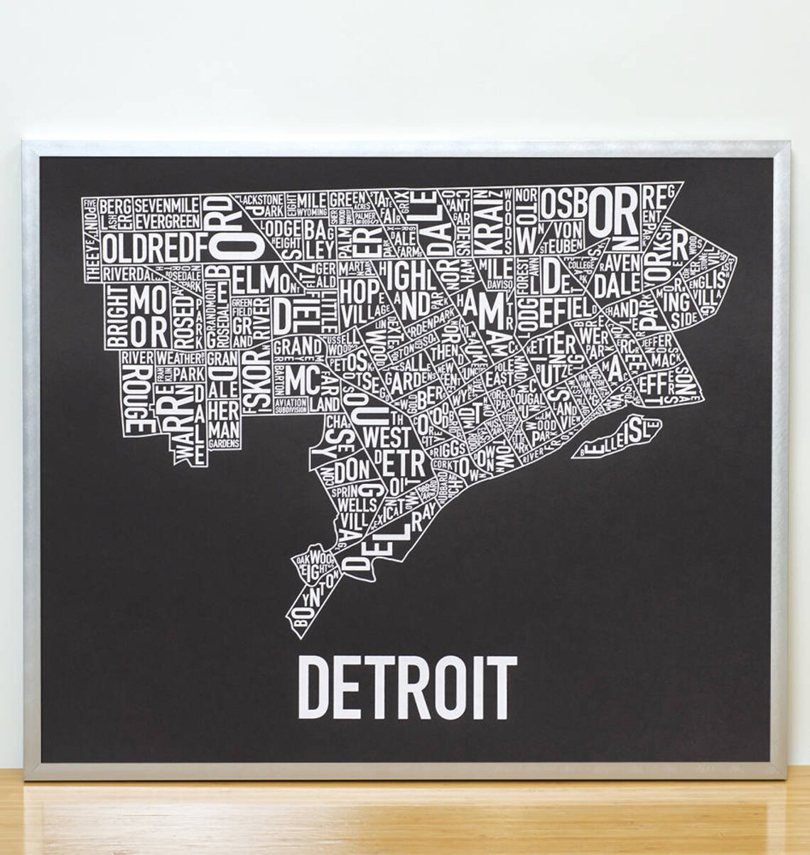 Detroit Neighborhood Map Poster or Print Original Artist of - Etsy
