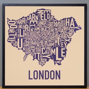 London Boroughs Map Poster or Print, Original Artist of Type City ...