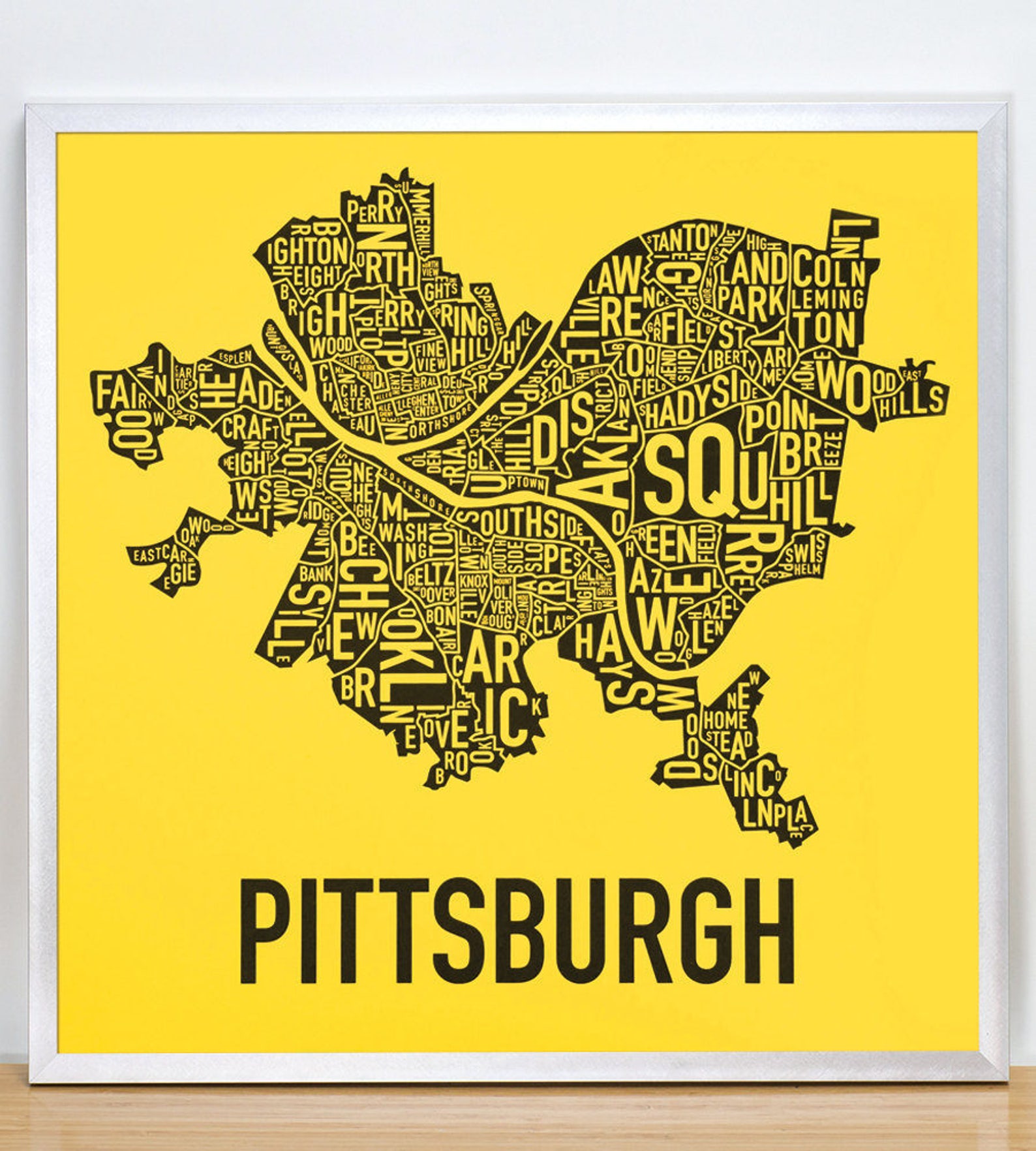 Pittsburgh Neighborhood Map Poster or Print Original Artist - Etsy