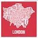 London Boroughs Map Poster or Print, Original Artist of Type City ...