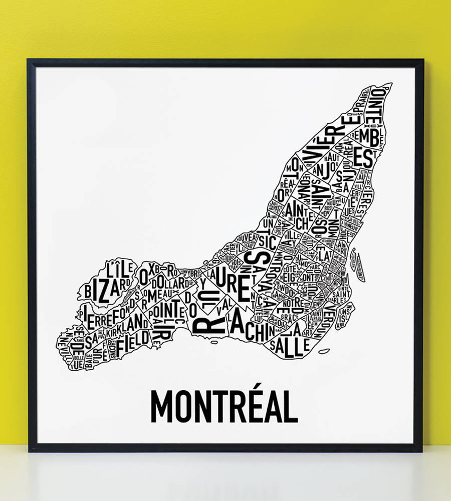 Montreal Neighbourhood Map Poster / Montreal Typographic Map / Montreal ...