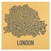 London Neighbourhoods Map Poster or Print, Original Artist of Type City ...