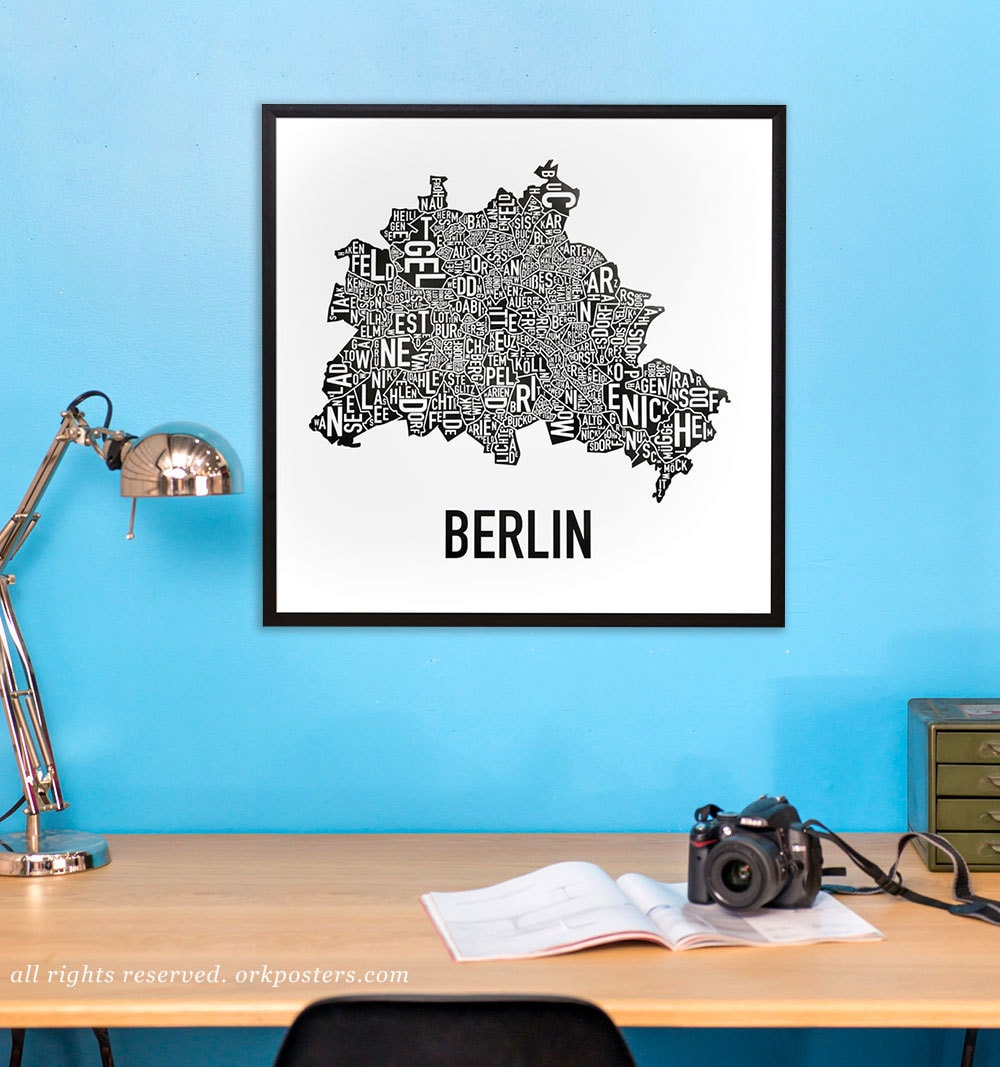 Berlin Neighborhood Map Poster, Berlin Map Art, Berlin Germany Wall Art ...