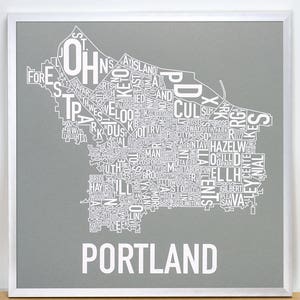 Portland Neighborhood Map Poster or Print / Portland Housewarming Gift ...