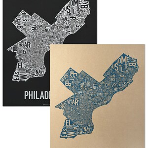Philadelphia Neighborhood Map Poster or Print, Original Artist of Type ...