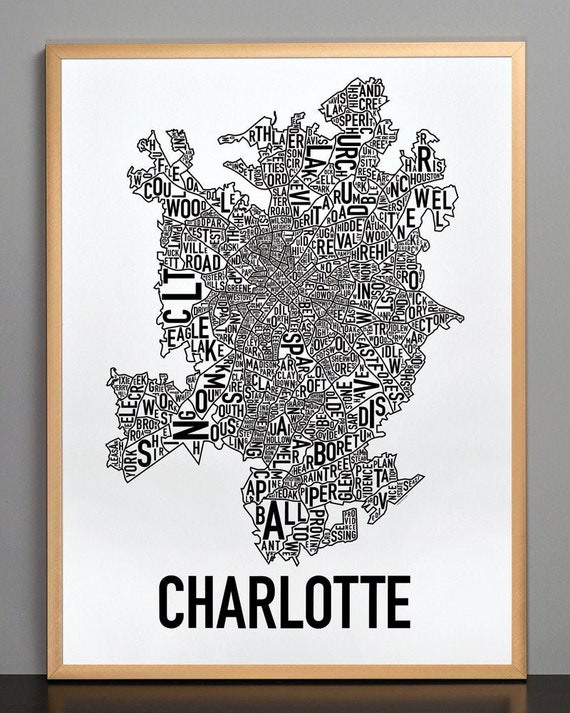 Charlotte Neighborhood Map Poster / the Original Charlotte | Etsy
