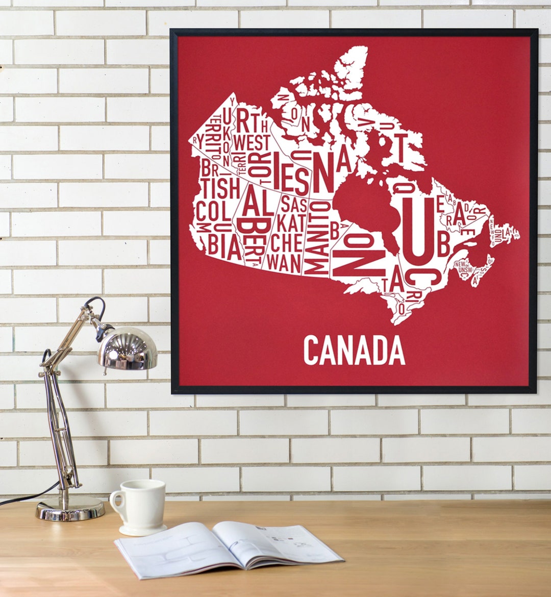 Canada Provinces & Territories Typography Map Print, Original Artist of ...