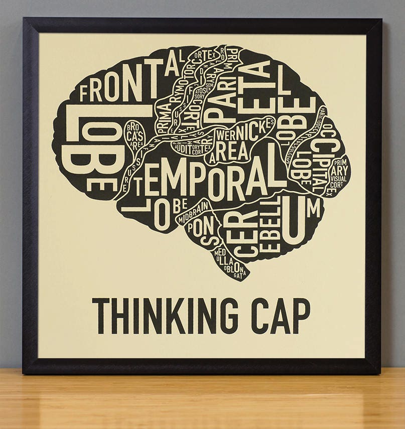 Brain Typography Anatomy Art Poster or Screen Print | Etsy