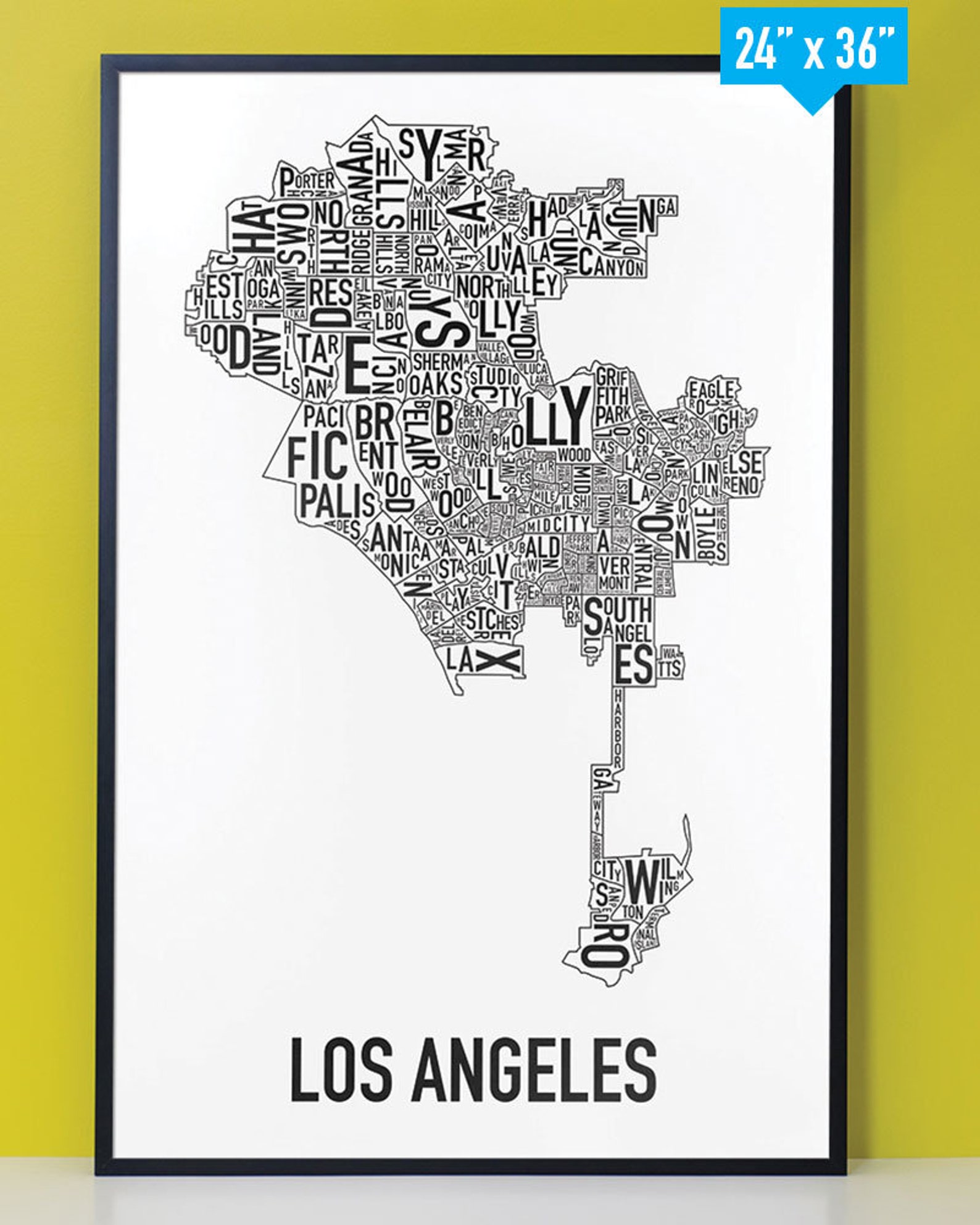 Los Angeles Neighborhood Map Poster or Print, the Original Los Angeles ...