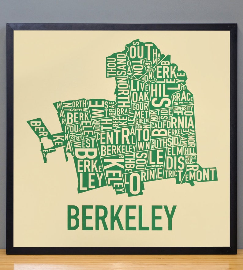 Berkeley Neighborhood Map Print / Berkeley Artwork / Berkeley Modern ...