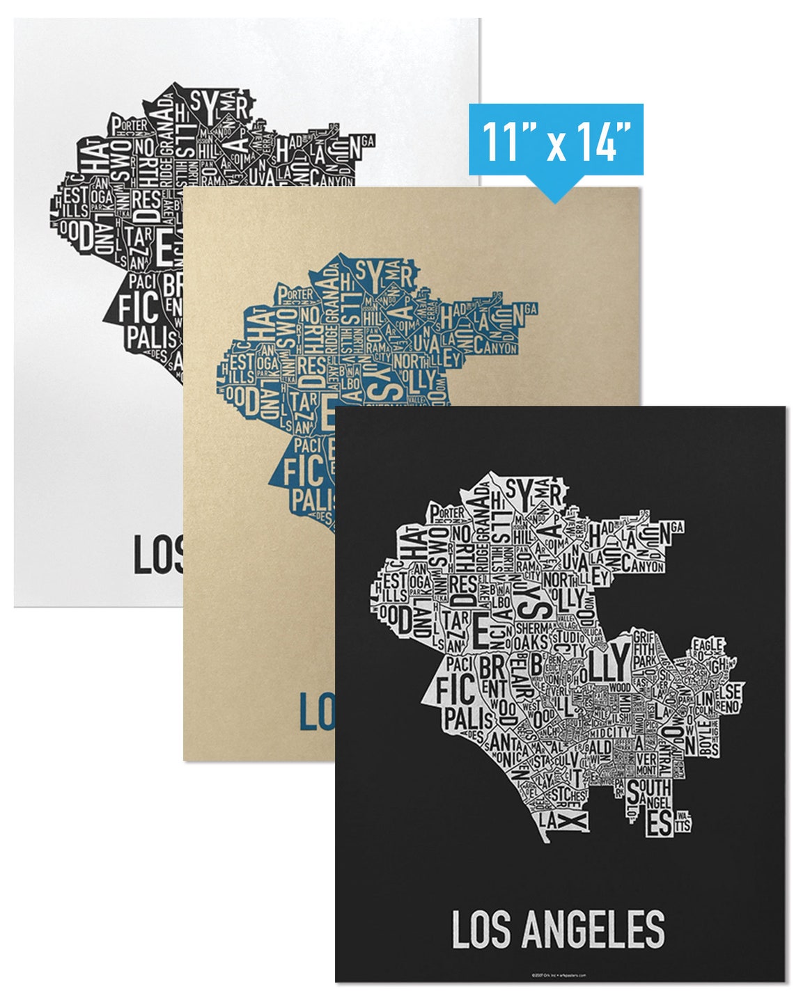 Los Angeles Neighborhood Map Poster or Print, the Original Los Angeles ...