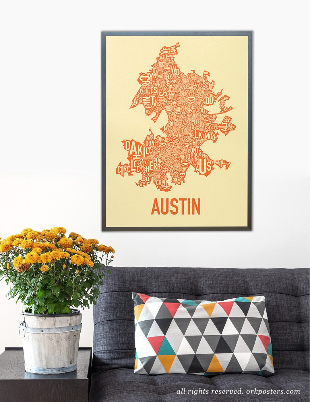 Austin Neighborhood Map Poster or Print, Original Artist of Type City ...