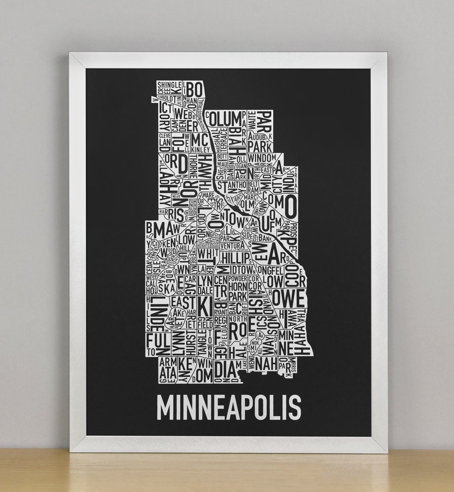 Minneapolis Neighborhood Map Poster or Print Original Artist | Etsy